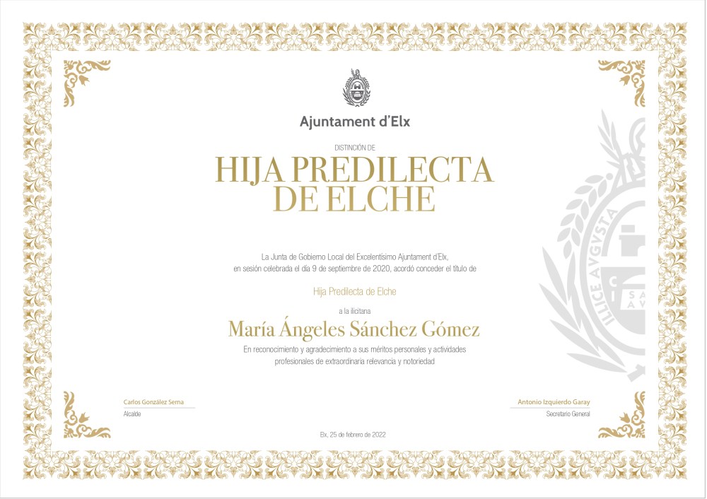Acto Institucional de la Primera Mujer Hija Predilecta de Elche ...